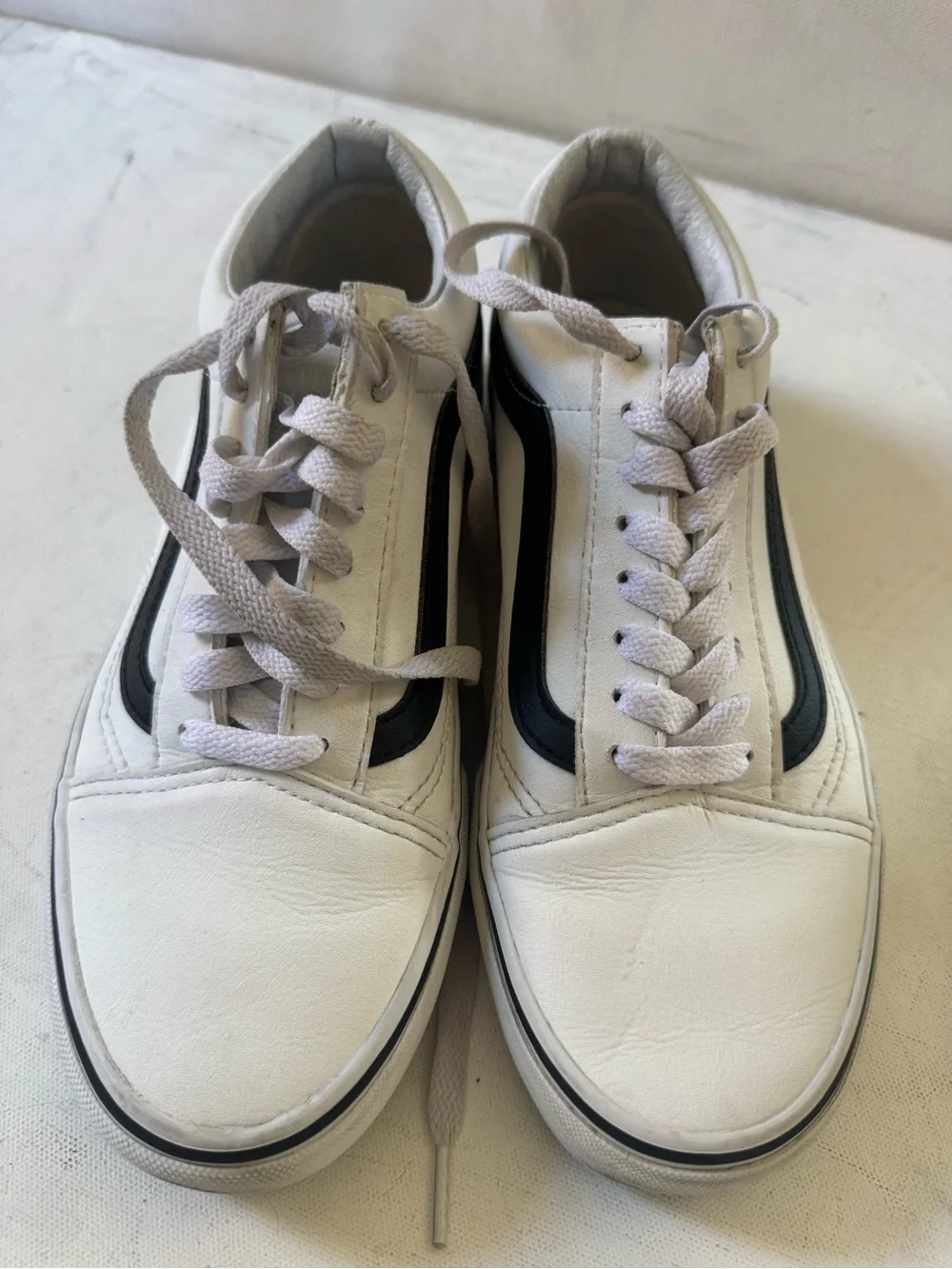 Shoes | White Mens Lowtop Sneakers With Black Side Stripe | Poshmark
